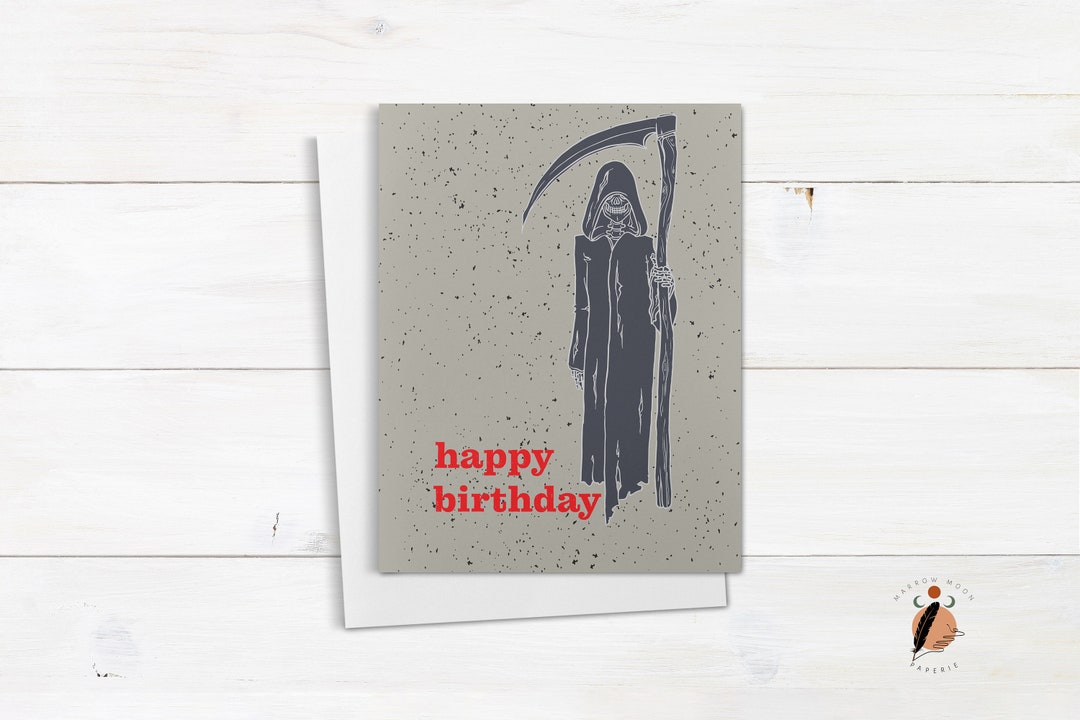 Grim Reaper Birthday Card, Goth Birthday Card, Witchy Stationery ...
