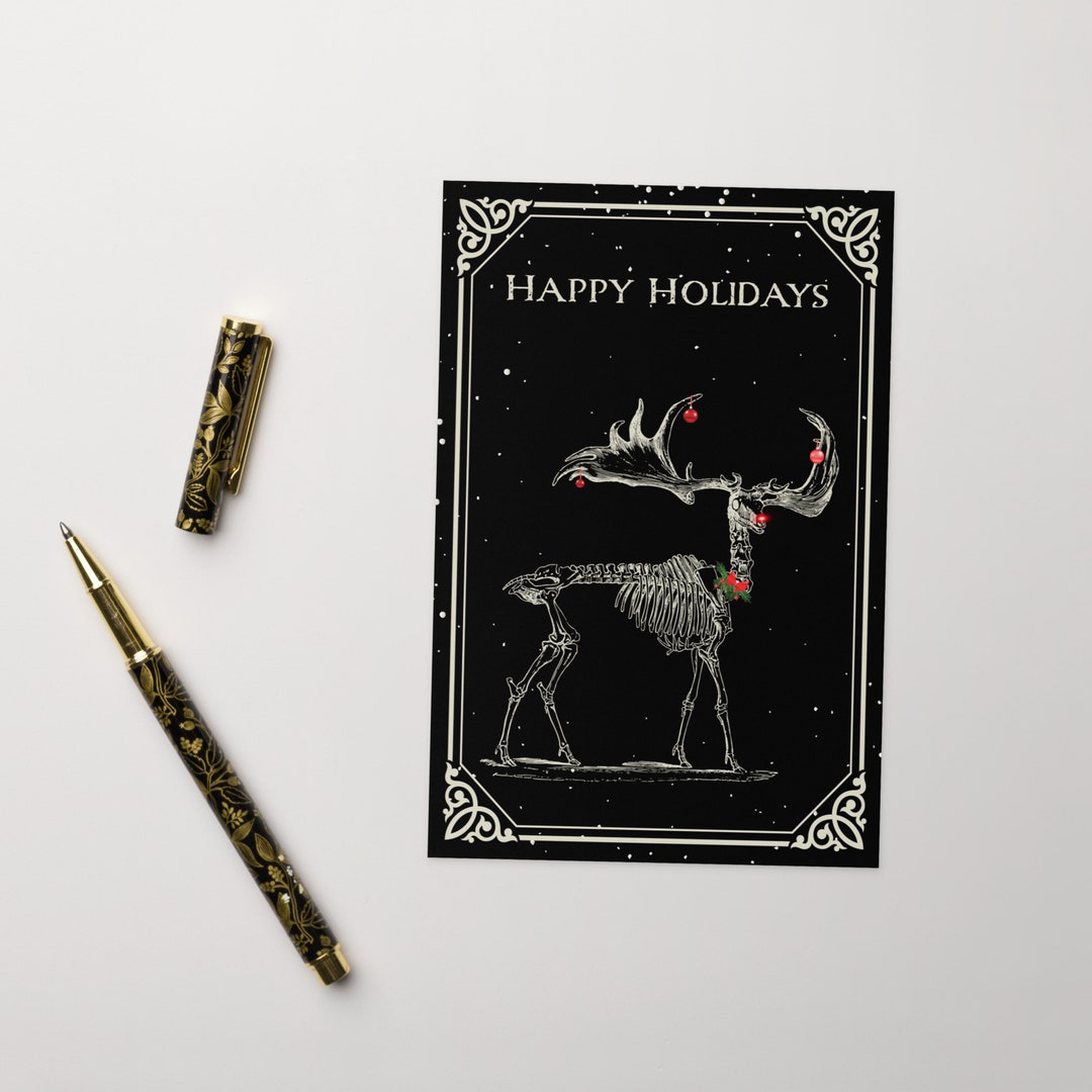 Deer Skeleton Christmas Card Creepy Holiday Card Horror Christmas Goth ...