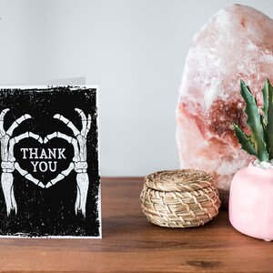 Skeleton Heart Hands Goth Thank You Card Witchy Wedding Stationery A2 ...