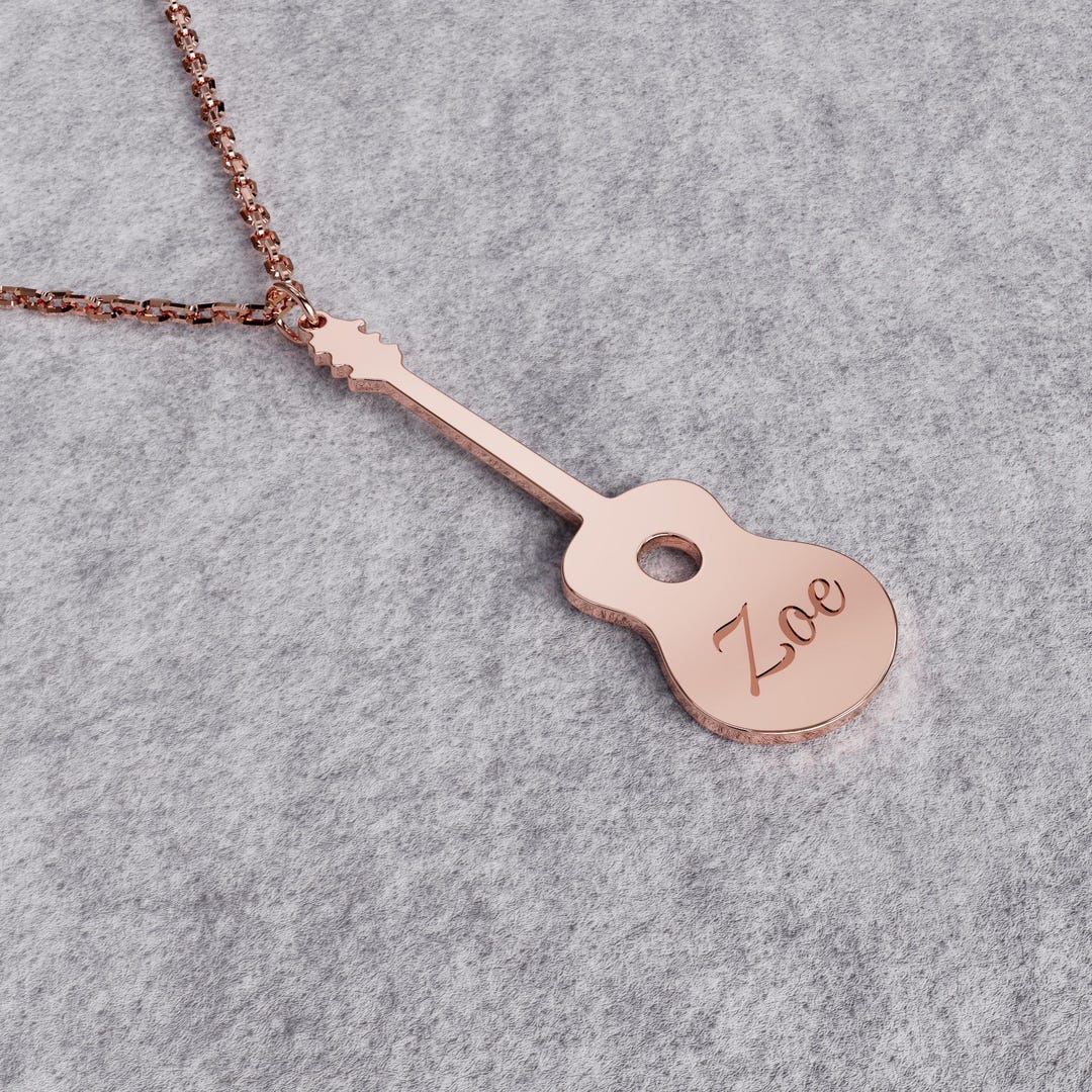 Personalized 925 Sterling Silver Guitar Necklace - Custom Name Music ...