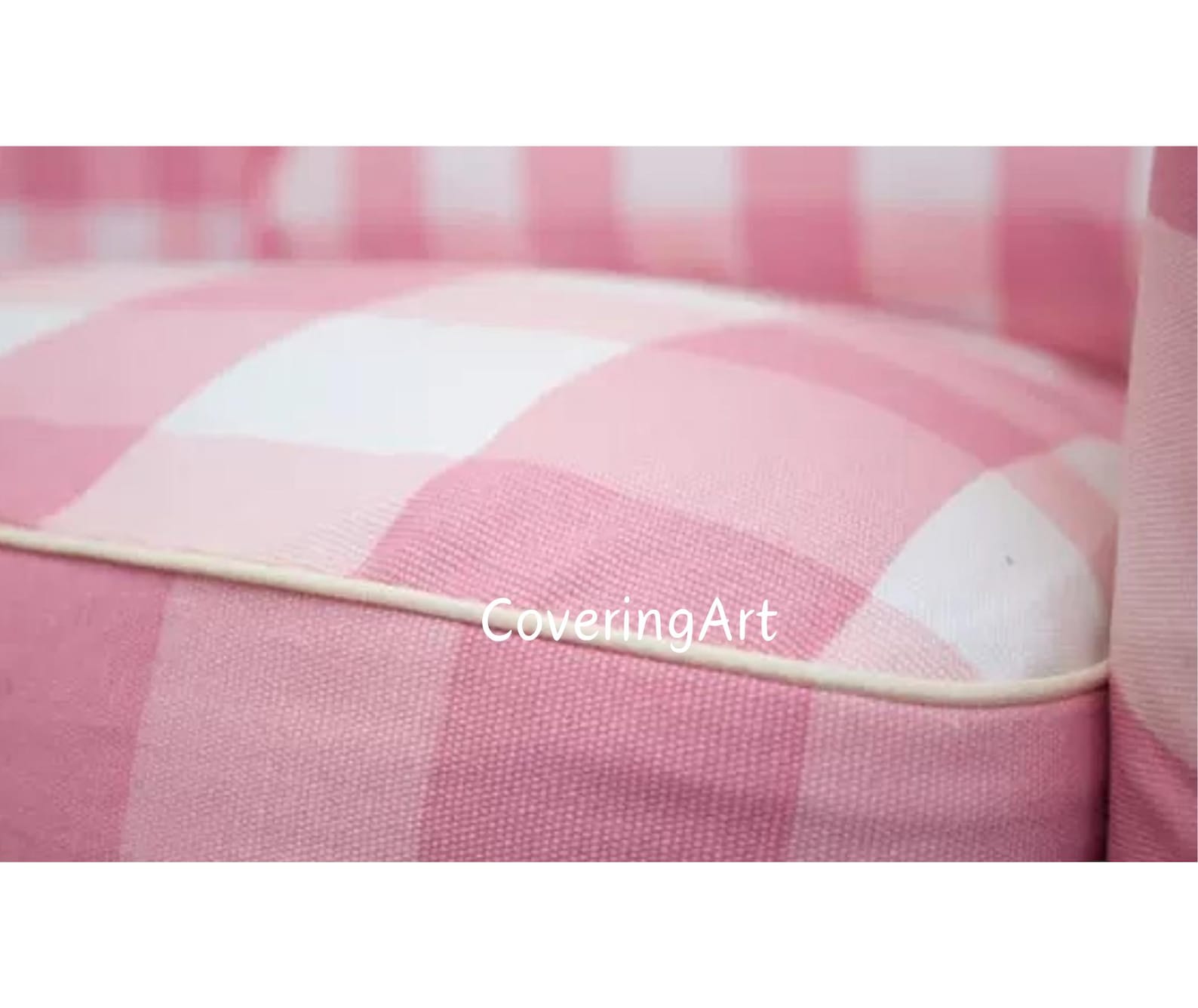 IKEA EKTORP Single Chair Cover - Coral Pink Plaid Couch Cover ...