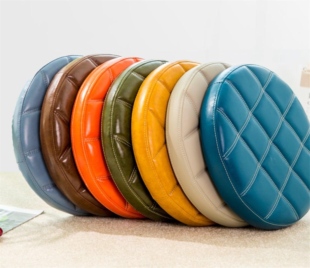 Personalize Round Leather Seat Cushion,custom Made Faux Leather Cushion ...