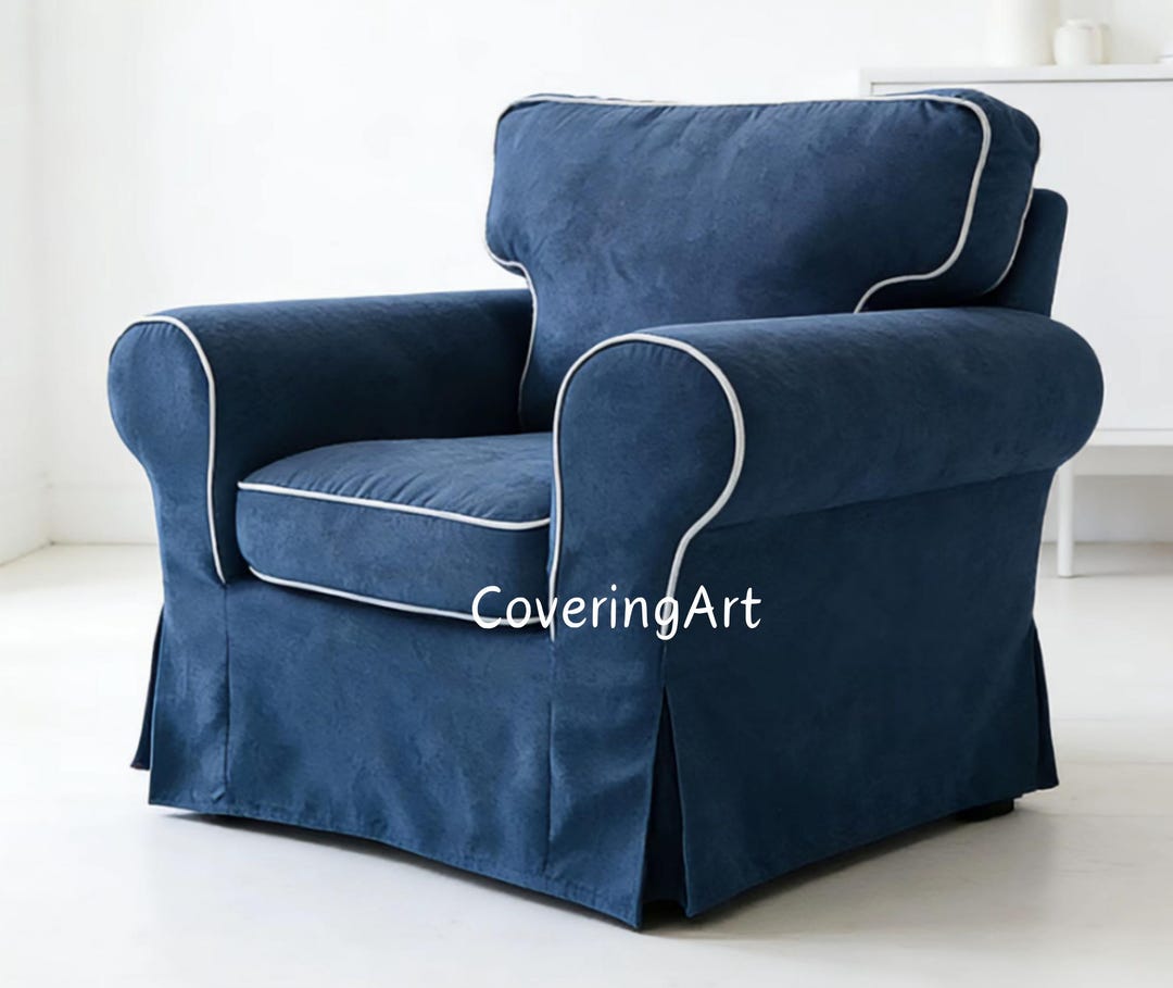 IKEA EKTORP Chair Cover - Blue Plush Fabric, Custom Size - Etsy