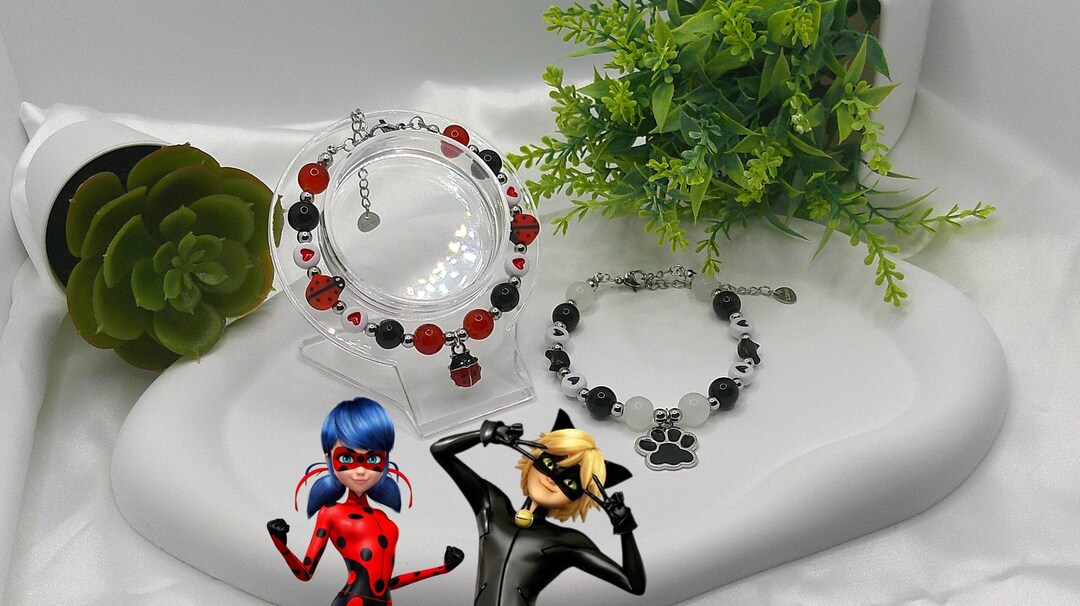 Ladybug and Cat Noir Bracelet - Etsy