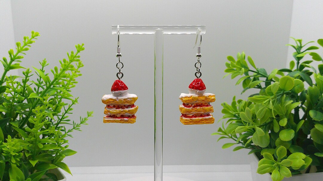 Mille-feuille Cake Earrings - Kawaii Dessert Jewelry, Handmade Pastry ...
