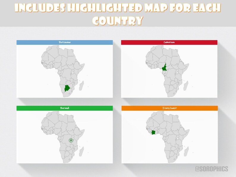 Country Flashcard, Country Flag Flashcard, Printable Map and Flag of ...