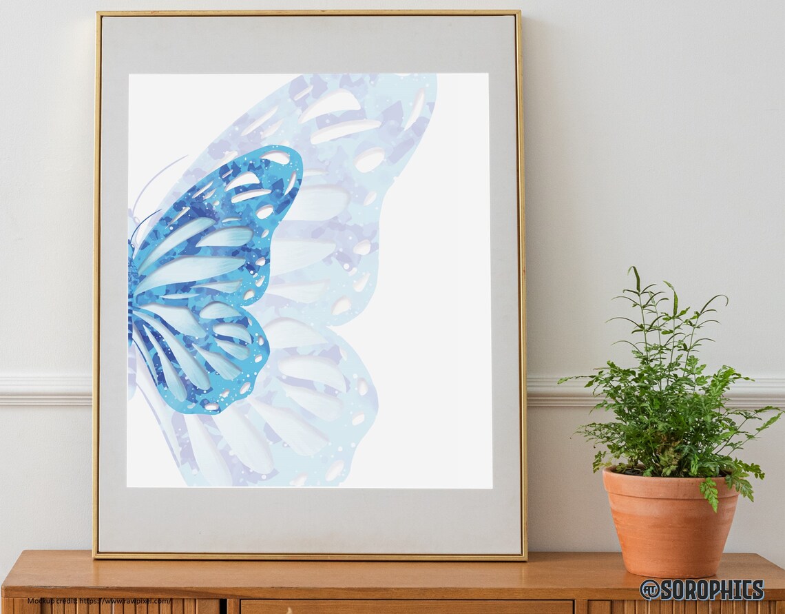 Printable Wall Art Blue Butterfly Print Butterfly Wall Art - Etsy