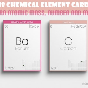 Periodic Table Flashcard, Chemistry Flash Cards, Periodic Table of ...
