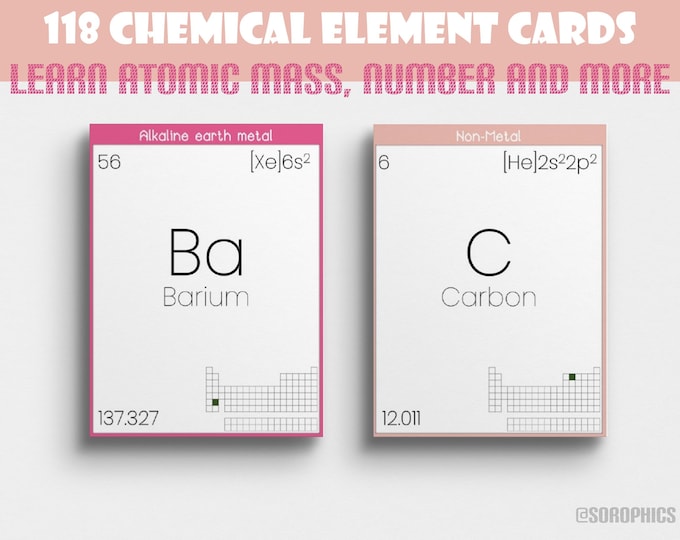 Periodic Table Flashcard, Chemistry Flash Cards, Periodic Table of ...