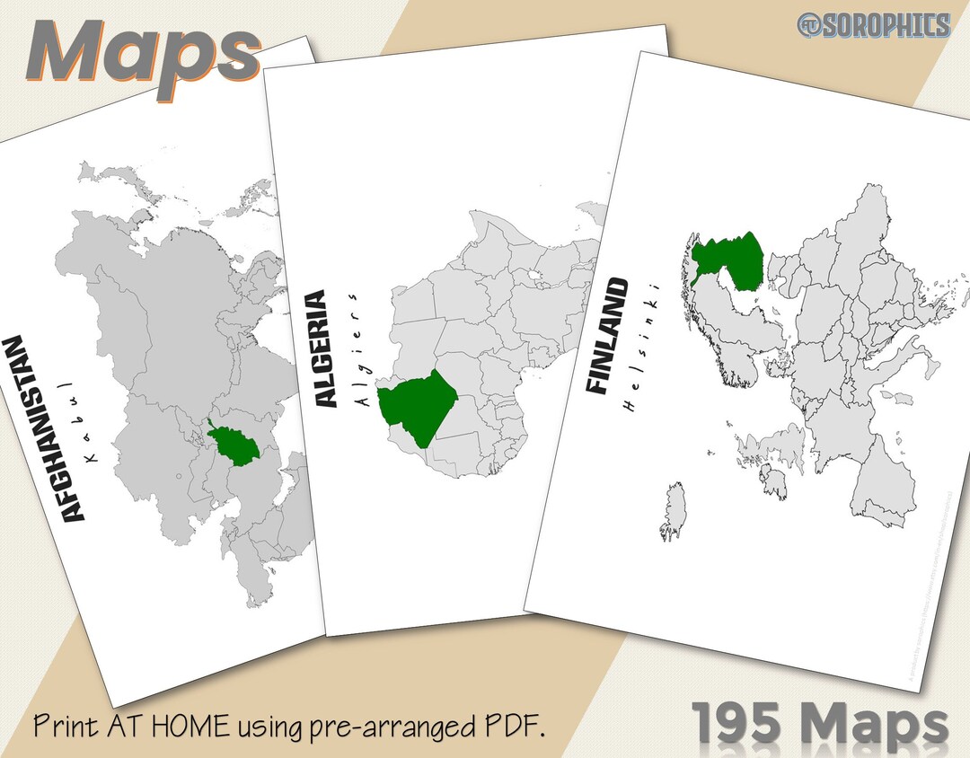 World Map With Countries Printable Activity, Capitals and Maps of ...