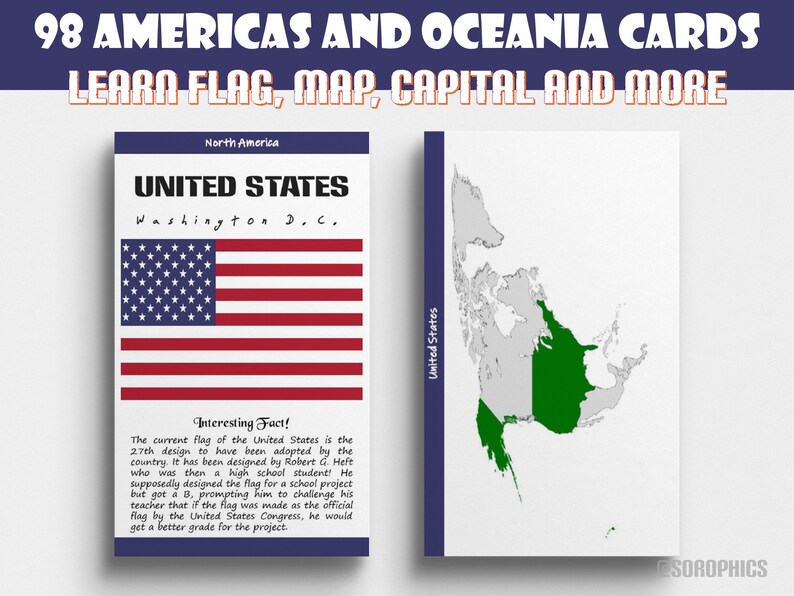 Country Flashcards, Country Flag Flashcard, Printable Map and Flag ...