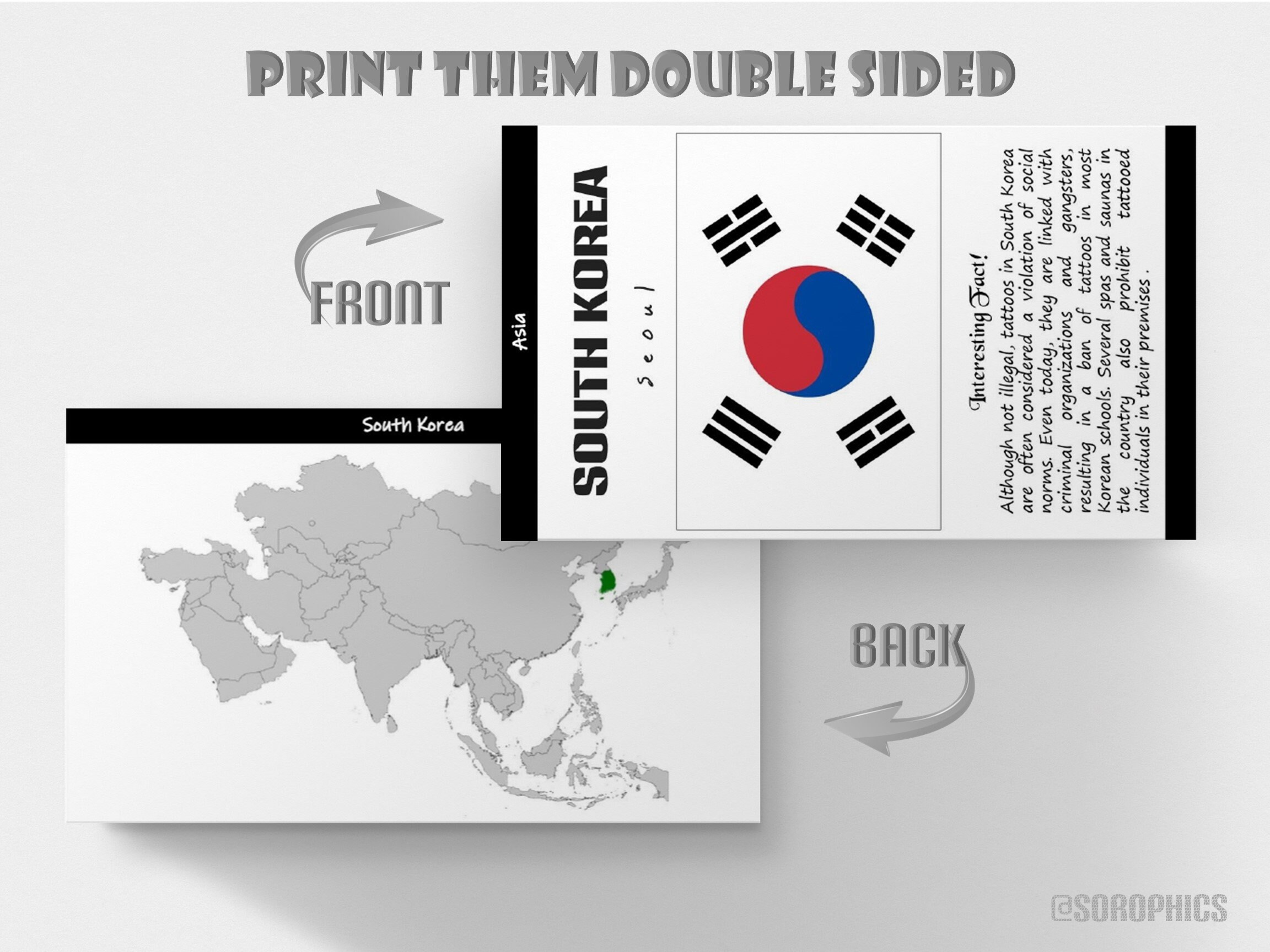 Country Flashcard, Country Flag Flashcard, Printable Map and Flag of ...