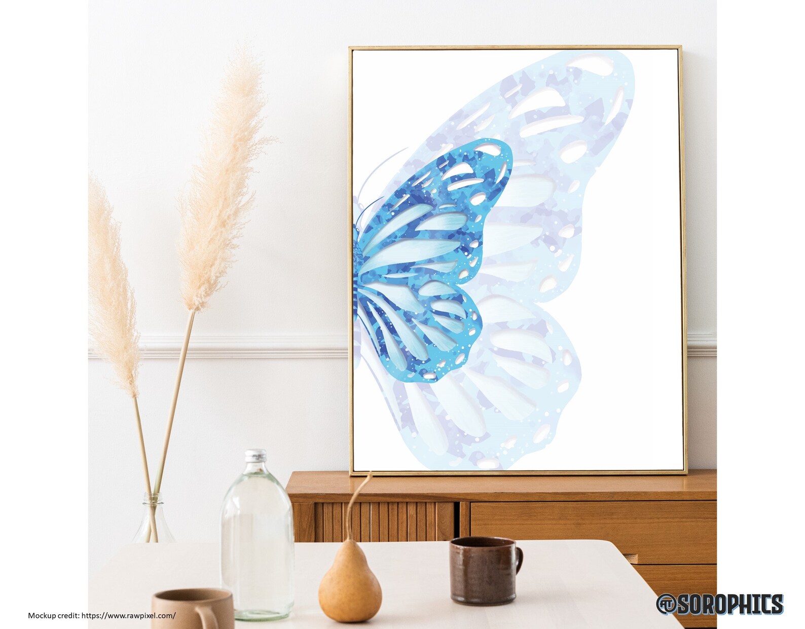 Printable Wall Art, Blue Butterfly Print, Butterfly Wall Art, Set of ...
