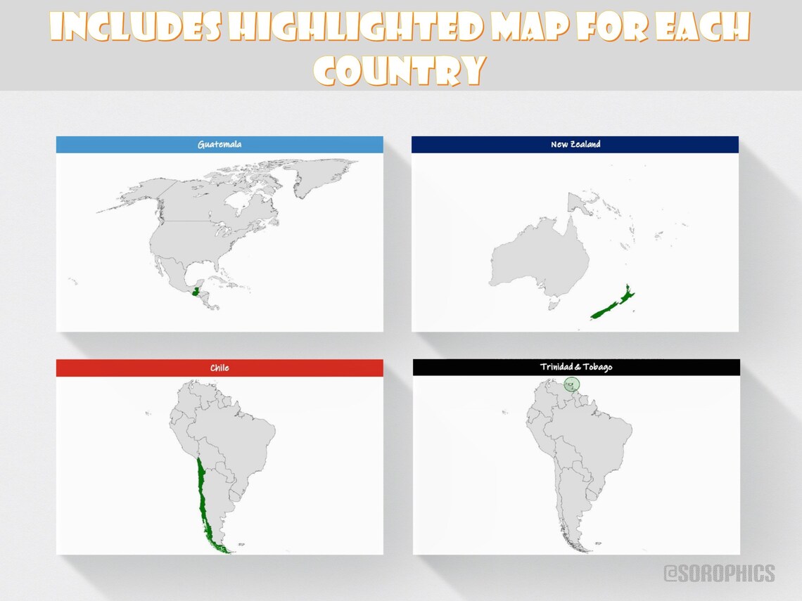 Country Flashcards, Country Flag Flashcard, Printable Map and Flag ...