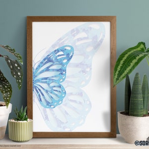 Printable Wall Art, Blue Butterfly Print, Butterfly Wall Art, Set of ...