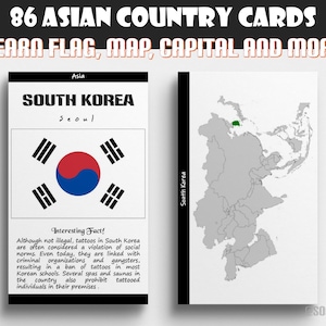 Country Flashcard, Country Flag Flashcard, Printable Map and Flag of ...