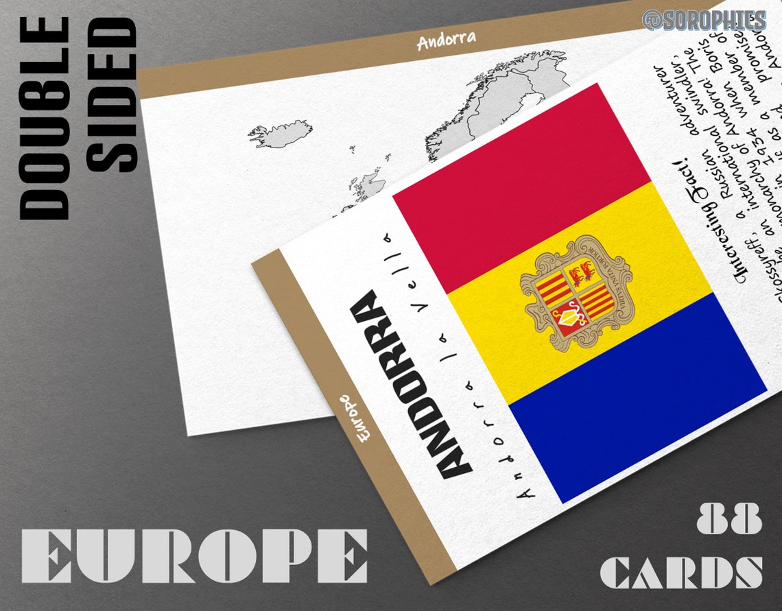 World Map With Countries Country Flashcard Country Flag | Etsy