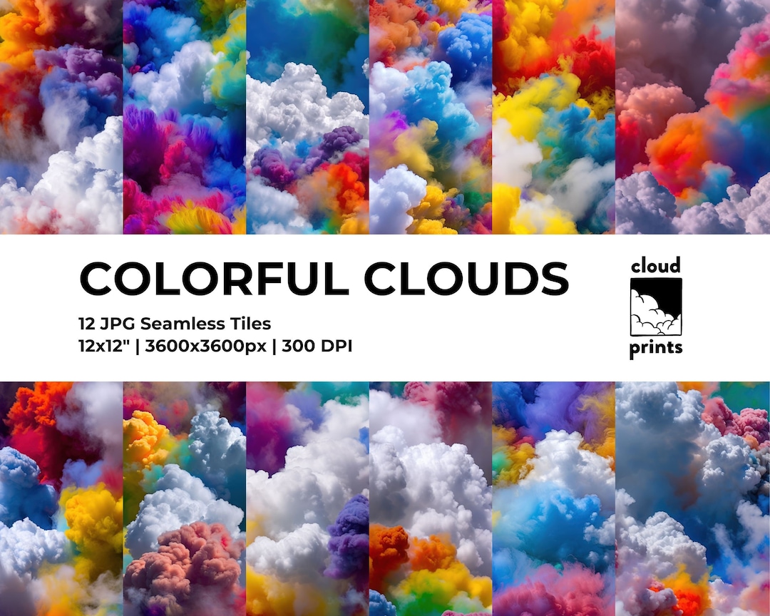 Colorful Clouds Digital Paper - Seamless Files, Sky Wallpaper, Instant ...