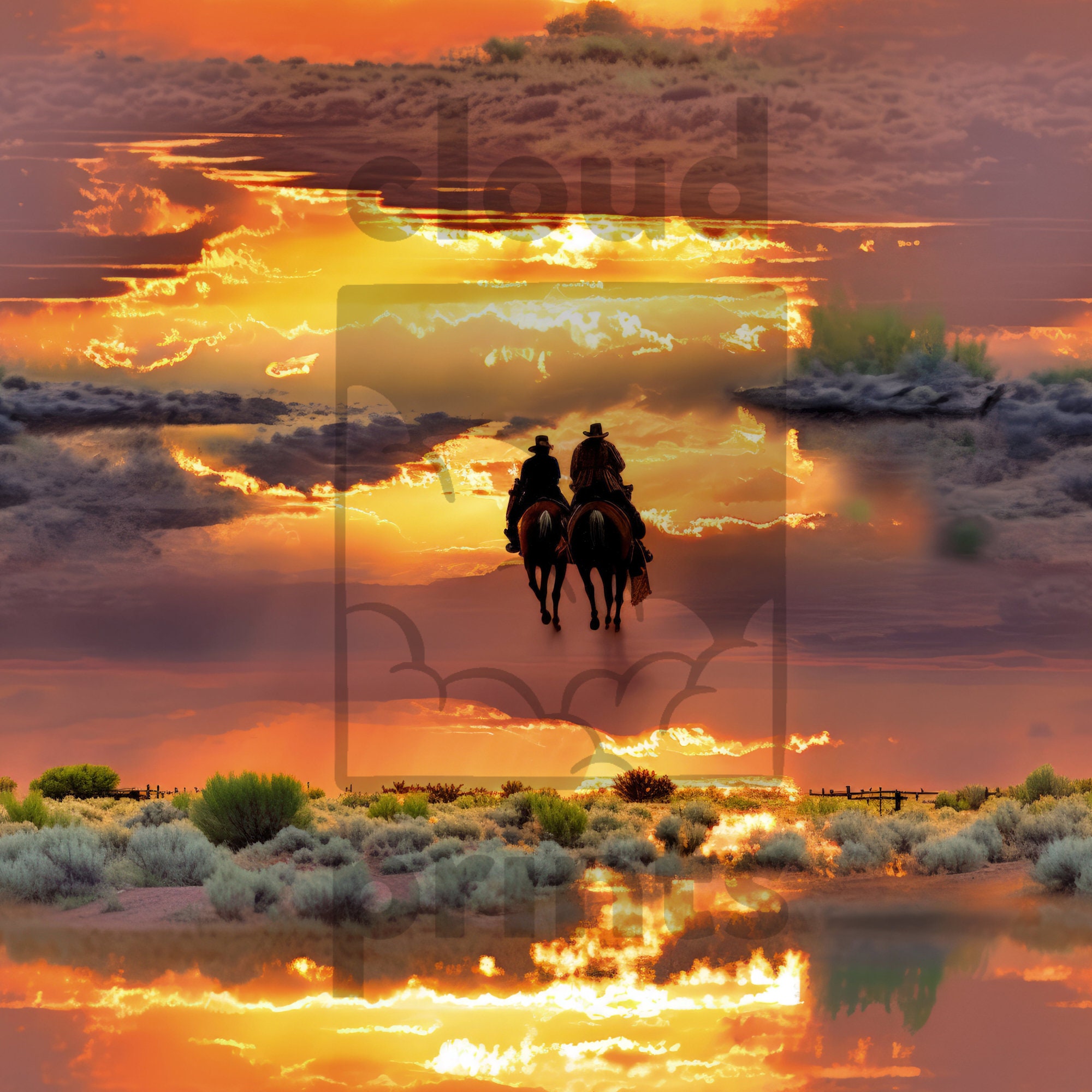 Cowboy Clouds Digital Paper Seamless Files, Western Printable Art, JPG Instant Download ...