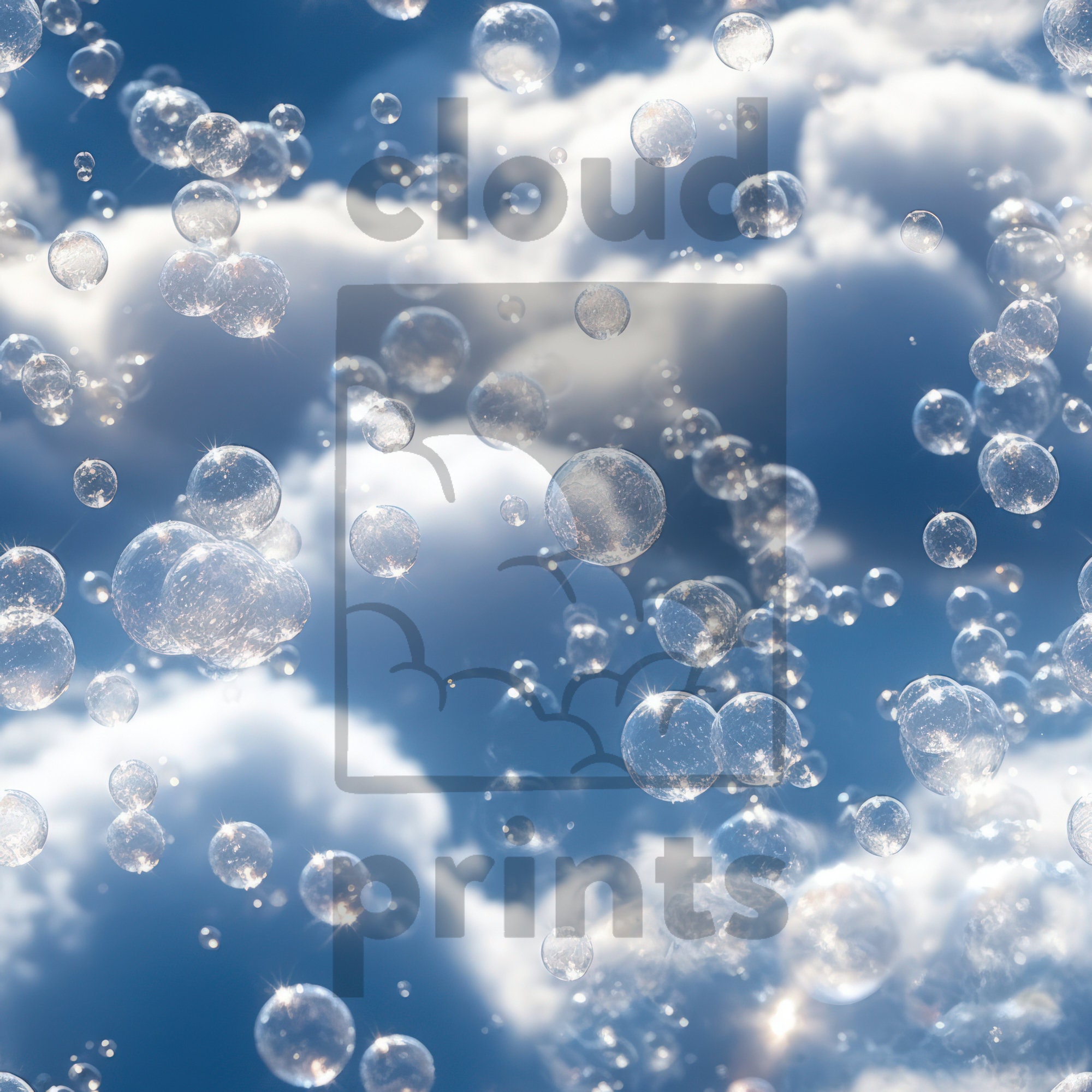 Bubble Clouds Digital Paper - Seamless High Resolution Patterns, Kids Room Decor, Unique Event ...