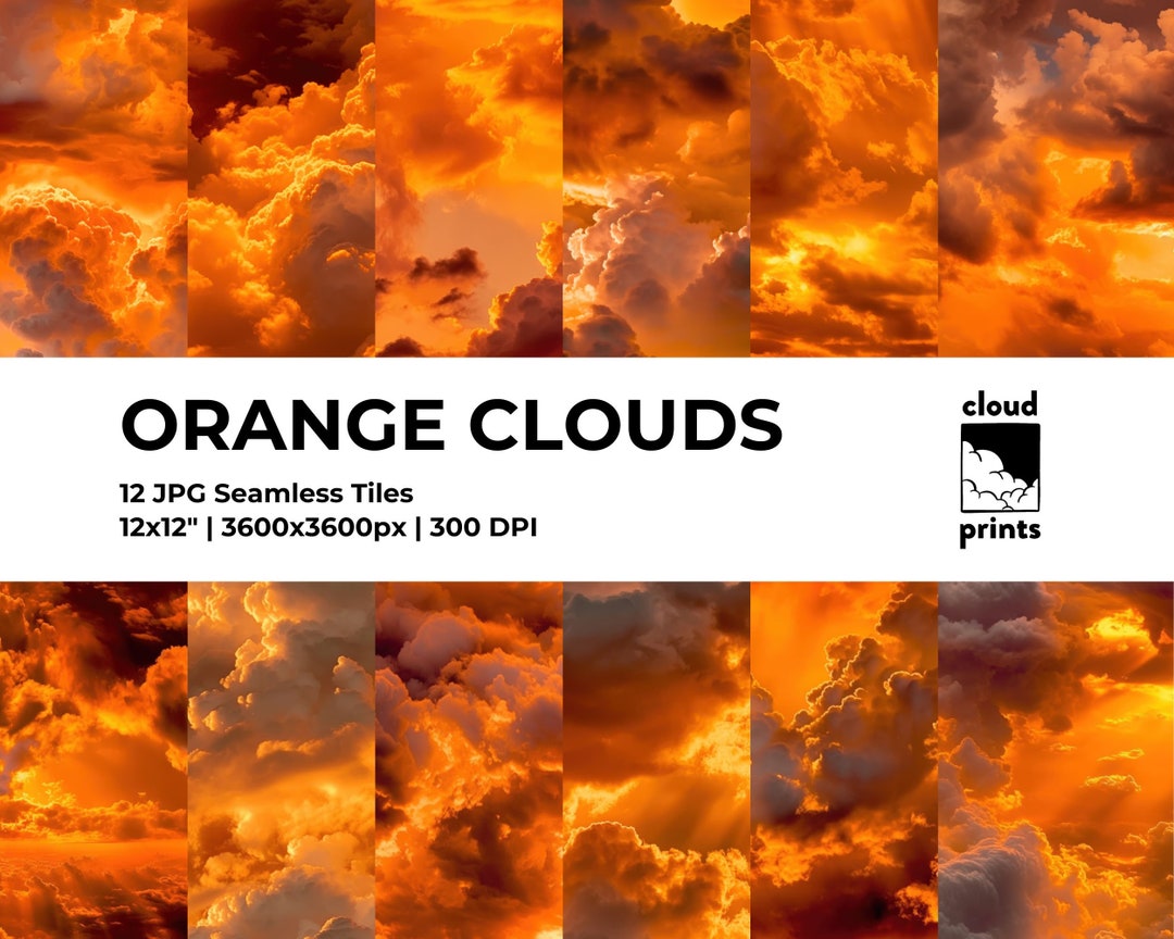 Orange Clouds Digital Paper - Seamless Patterns, Burnt Ombre Wallpaper ...
