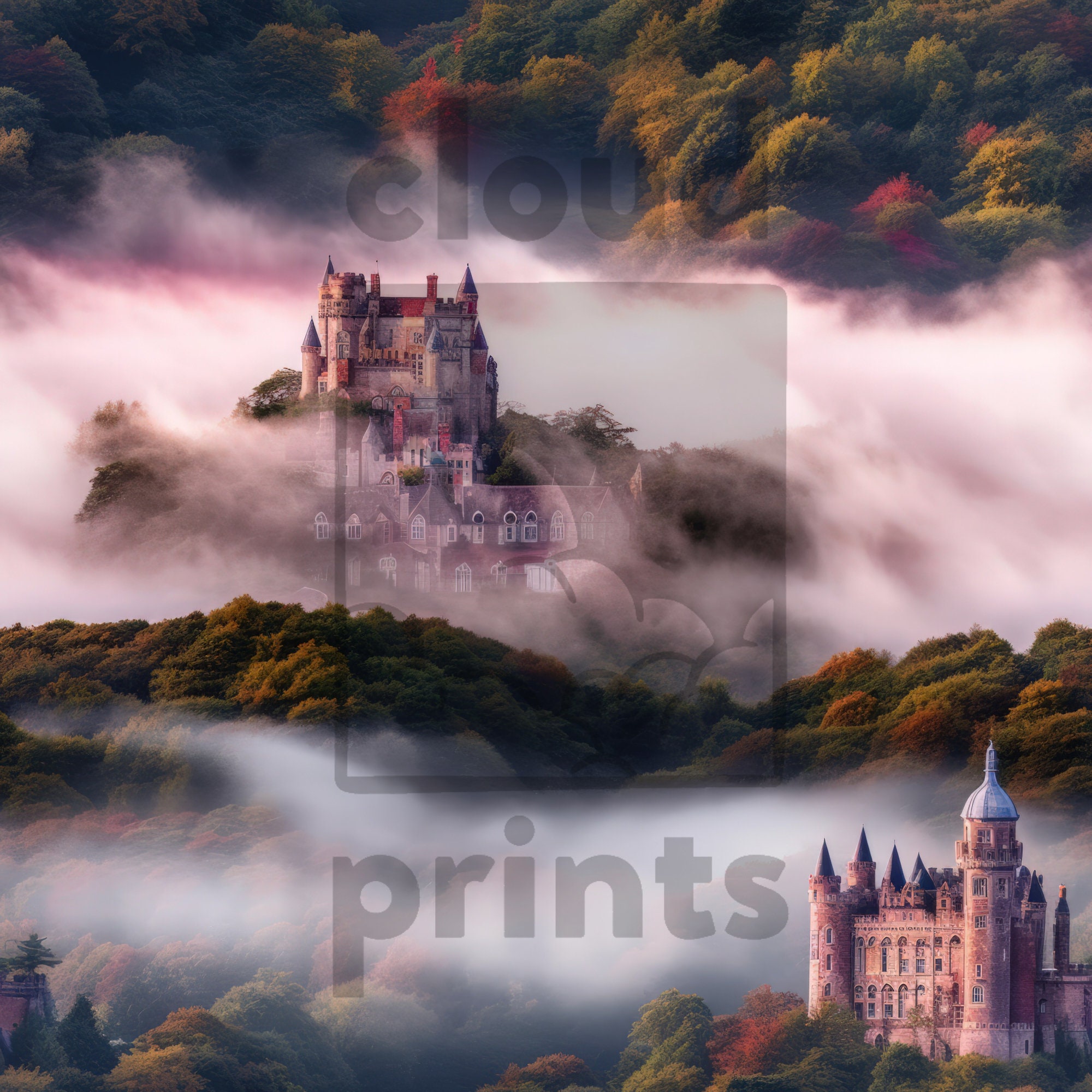 Castle Clouds Digital Paper Seamless Files Medieval - Etsy