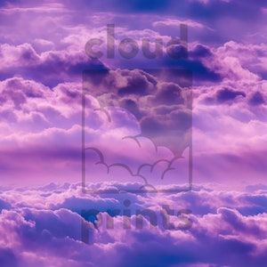 Purple Clouds Digital Paper - Dreamy Cloudscape Seamless Pattern for ...