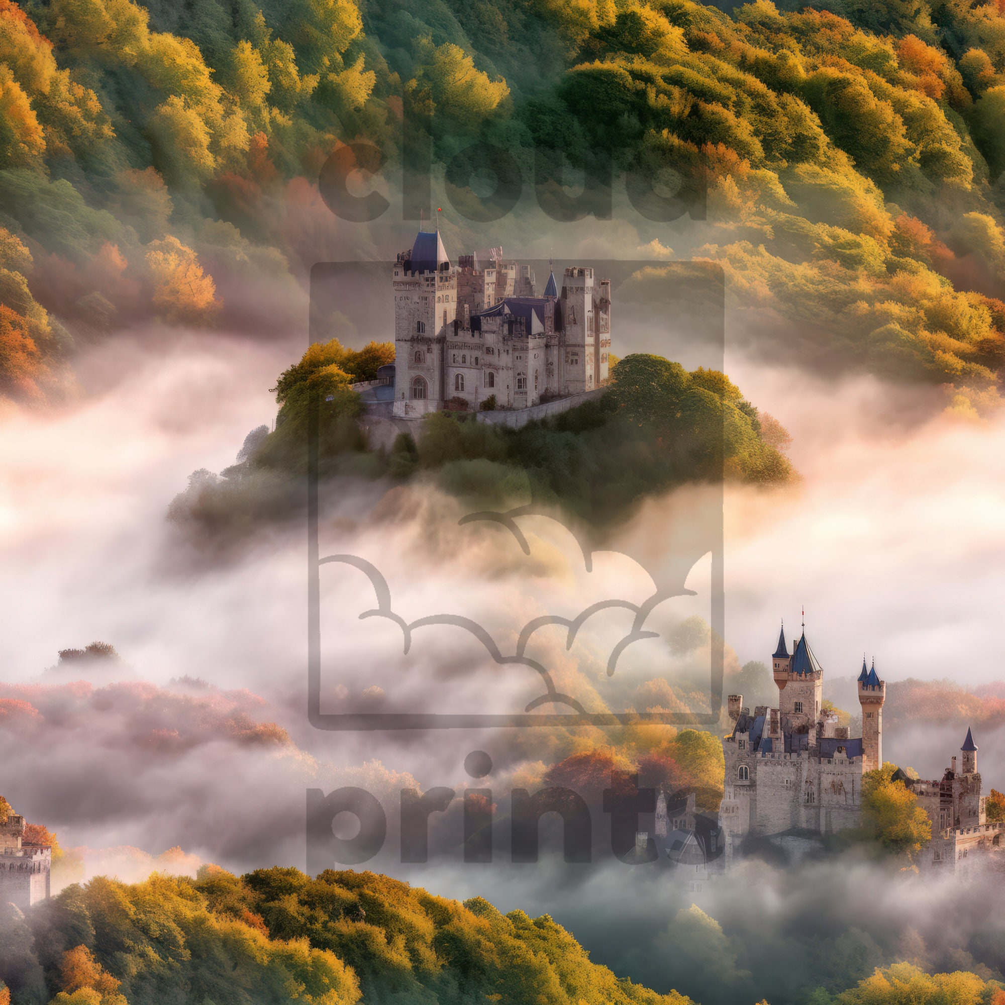Castle Clouds Digital Paper Seamless Files Medieval - Etsy