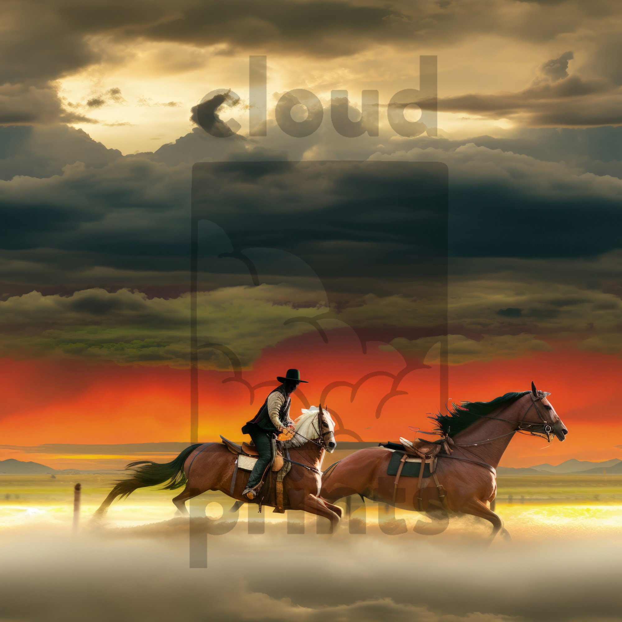 Cowboy Clouds Digital Paper - Seamless Files, Western Printable Art ...