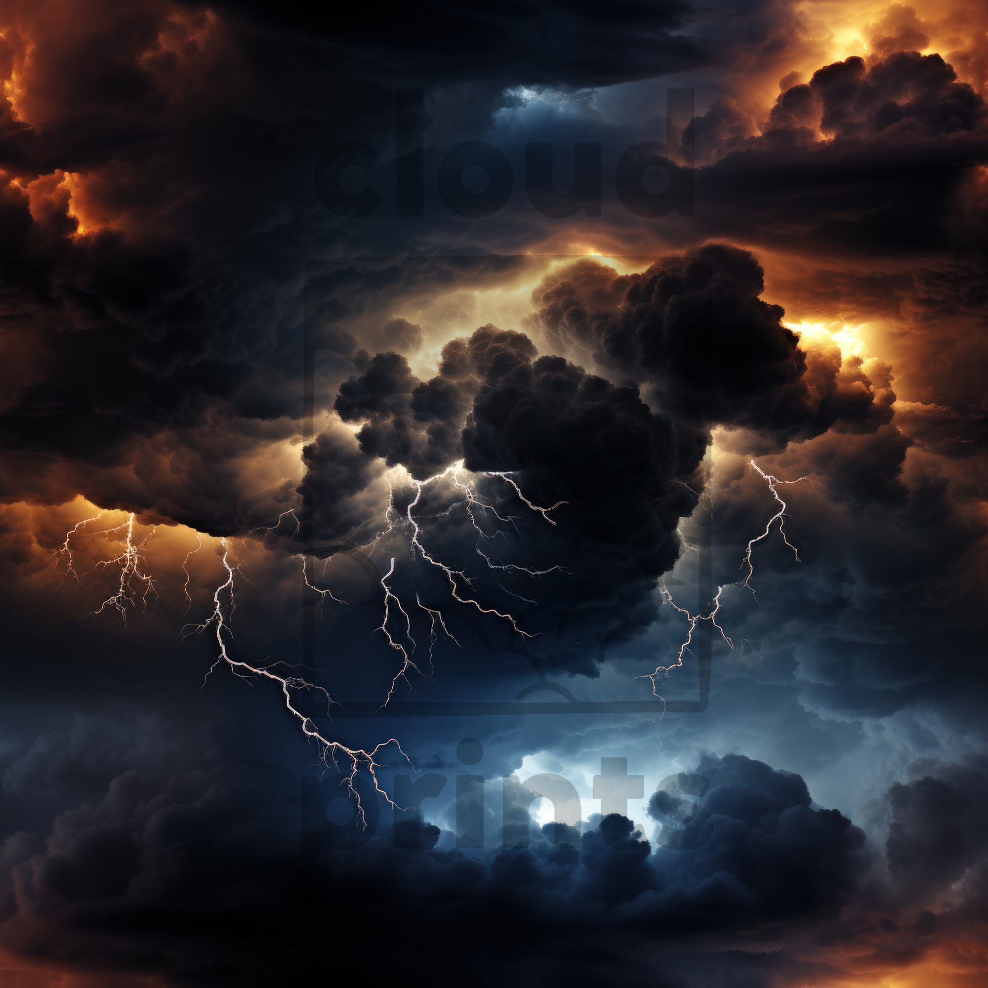 Lightning Bolt Clouds Seamless Digital Paper Pack, Instant Download - Etsy