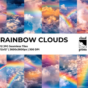 Rainbow Clouds Digital Paper, Seamless Patterns, Commercial Use ...