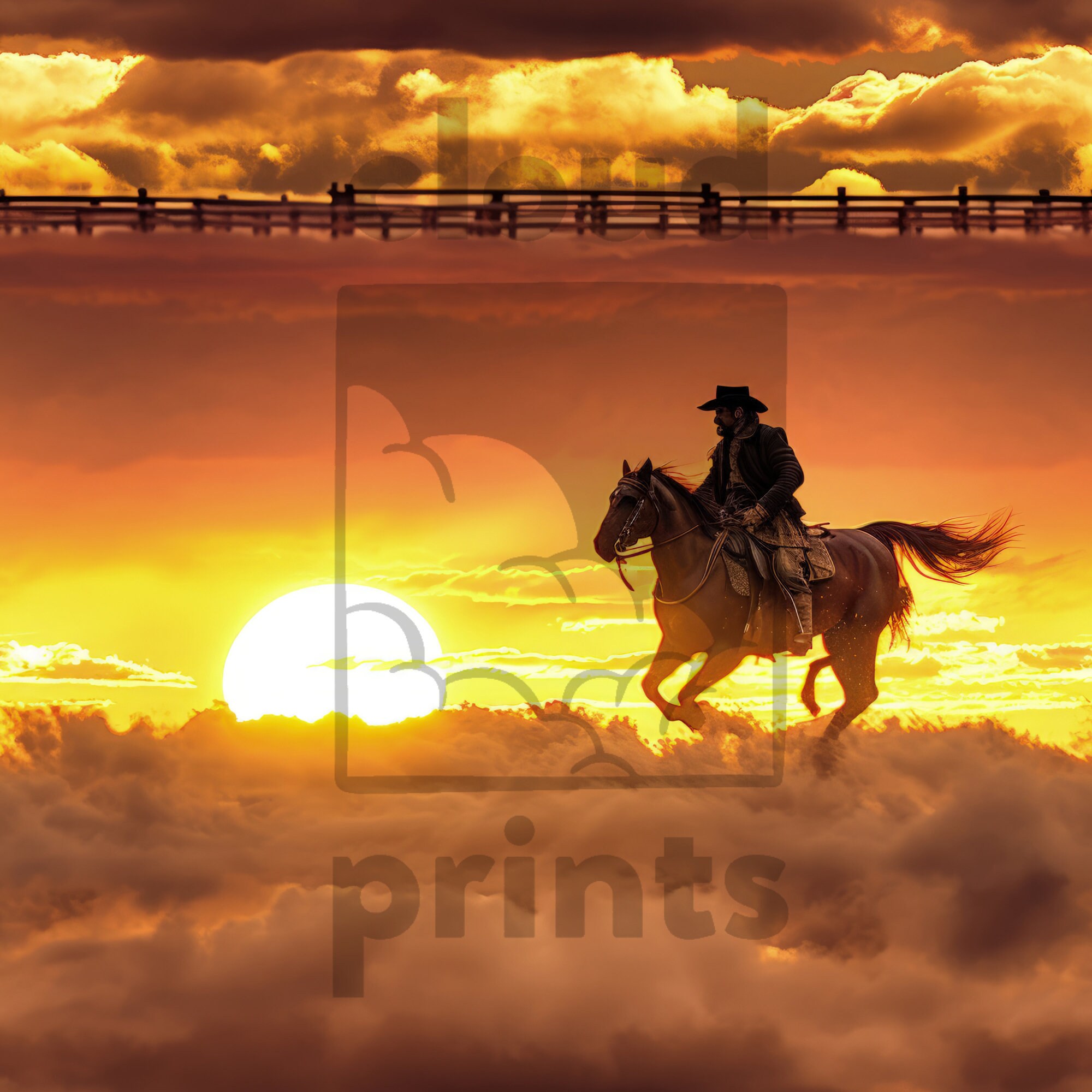 Cowboy Clouds Digital Paper - Seamless Files, Western Printable Art, JPG Instant Download ...