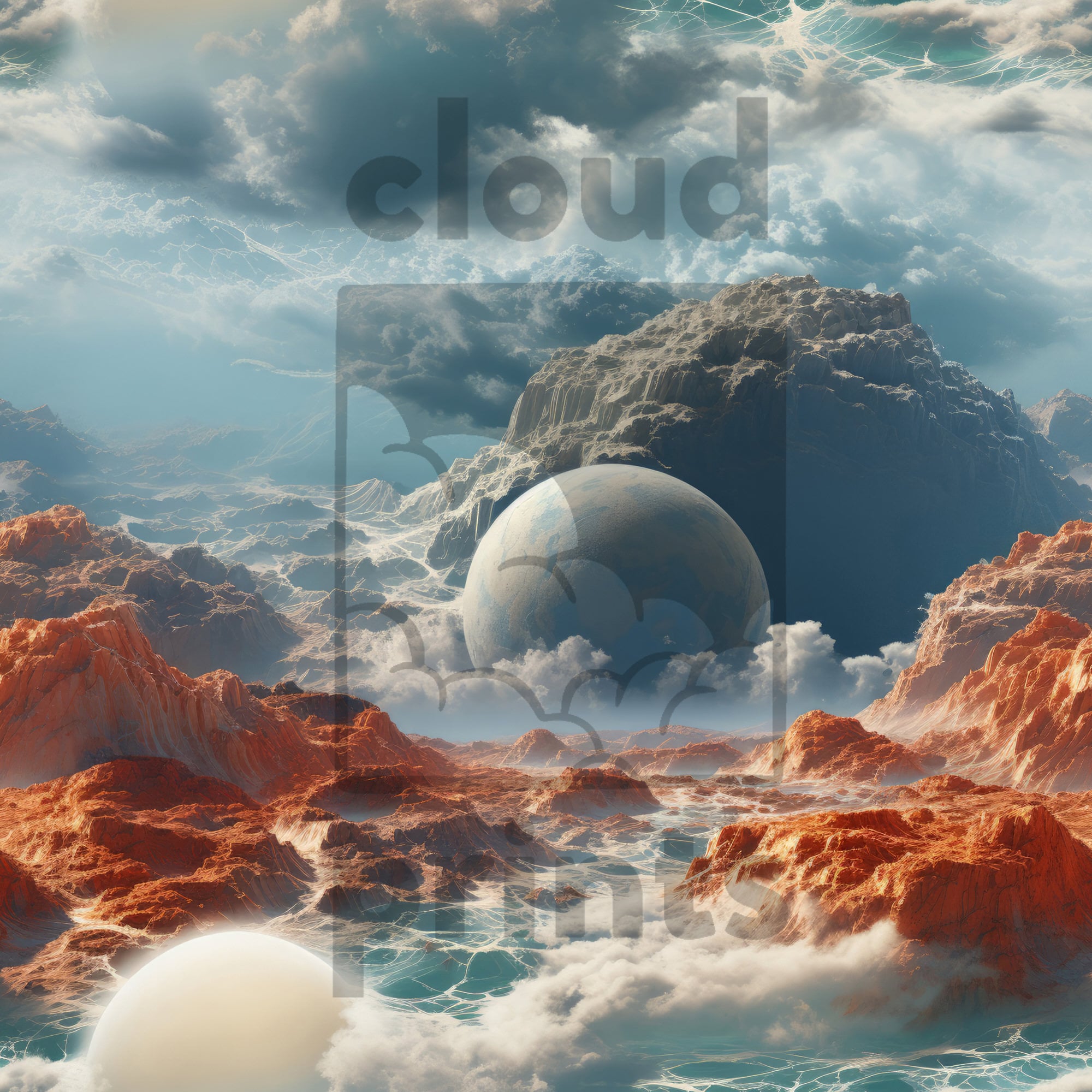 Uranus Clouds Digital Paper - Seamless Patterns, Planet Art, Blue ...
