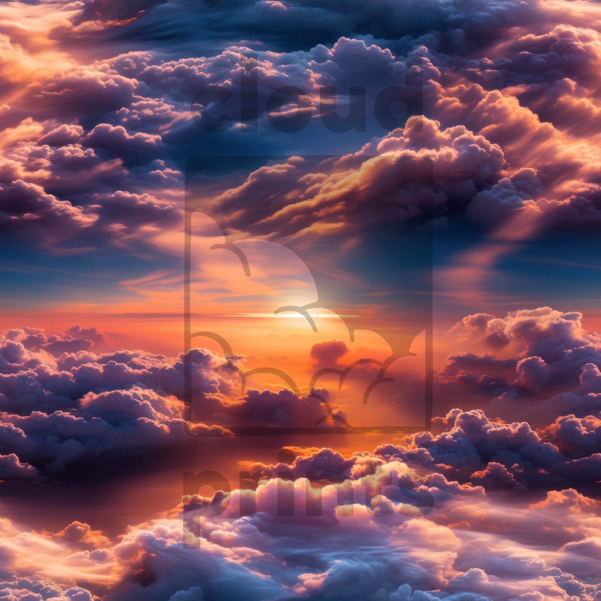 Sunset Clouds Digital Paper - Seamless High Resolution Warm Sky ...