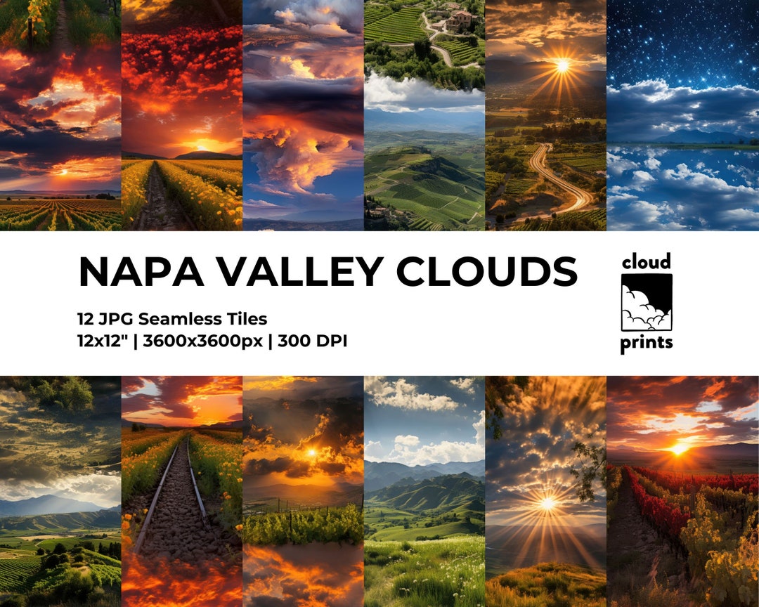 Napa Valley Clouds Seamless Digital Paper Pack, Instant Download - Etsy