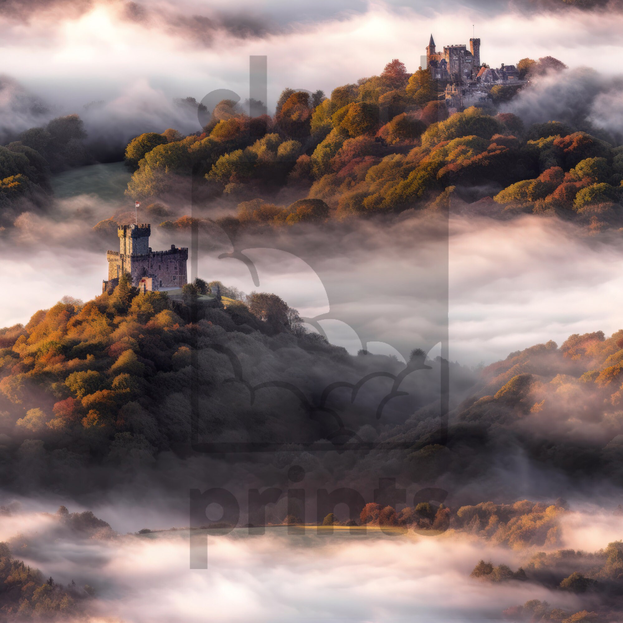 Castle Clouds Digital Paper - Seamless Files, Medieval Wallpaper ...