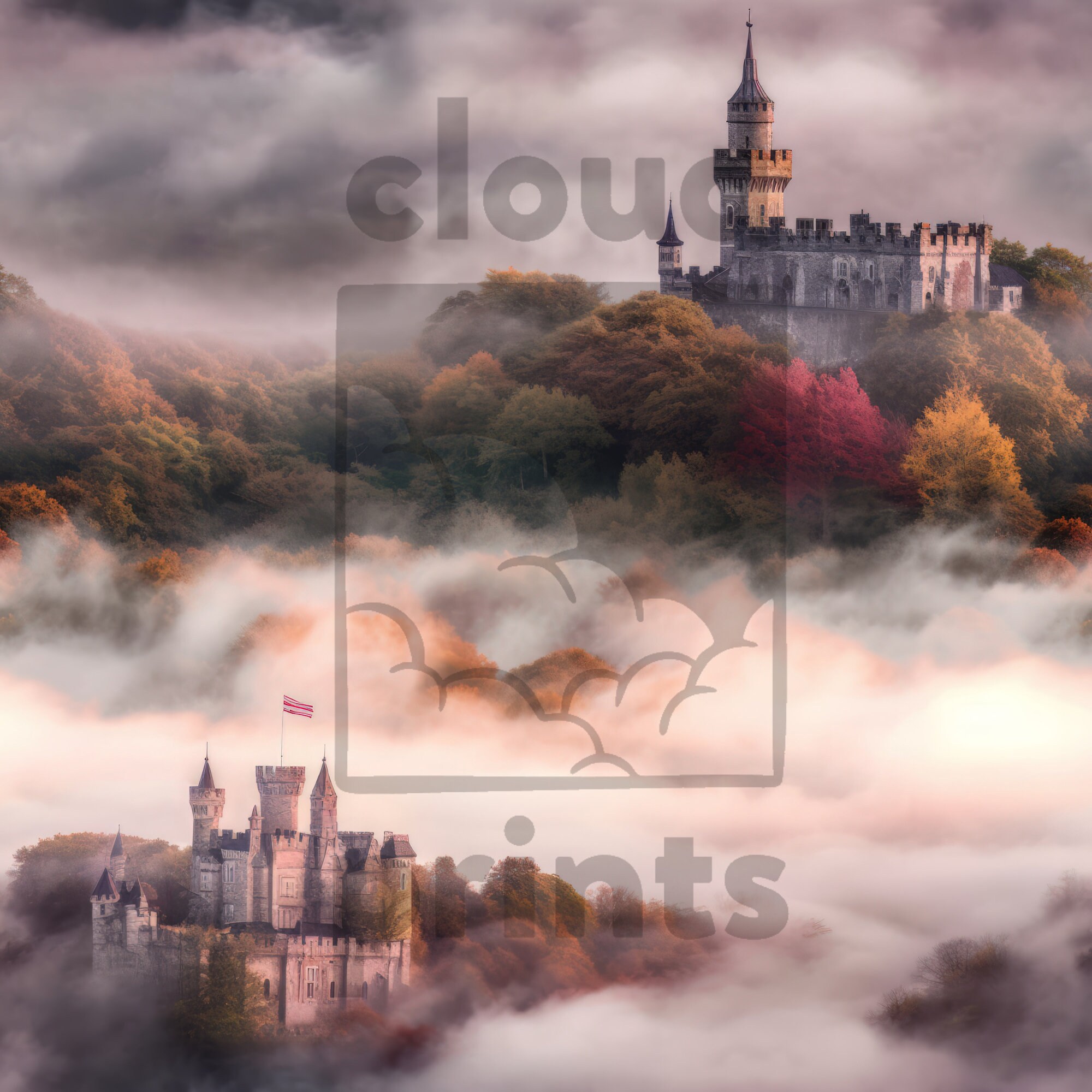 Castle Clouds Digital Paper Seamless Files Medieval - Etsy