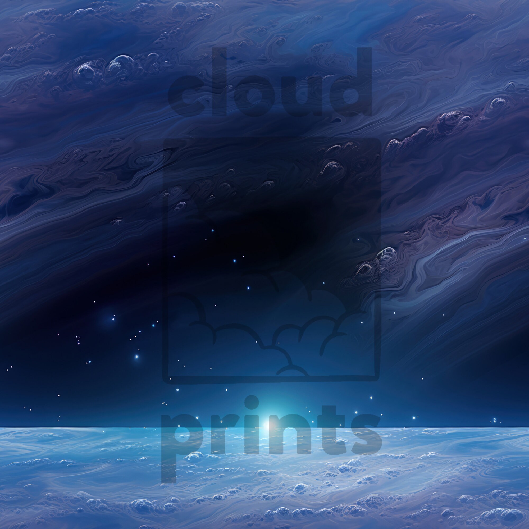 Neptune Clouds Digital Prints - Seamless Pattern, Blue Outer Space ...