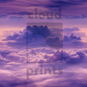Purple Clouds Digital Paper - Dreamy Cloudscape Seamless Pattern for ...