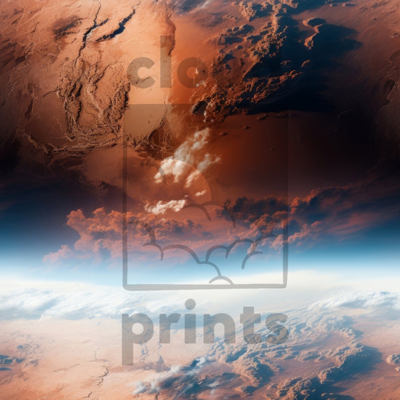 Mars Clouds Digital Prints Seamless Pattern, Scrapbooking Paper, Burnt ...