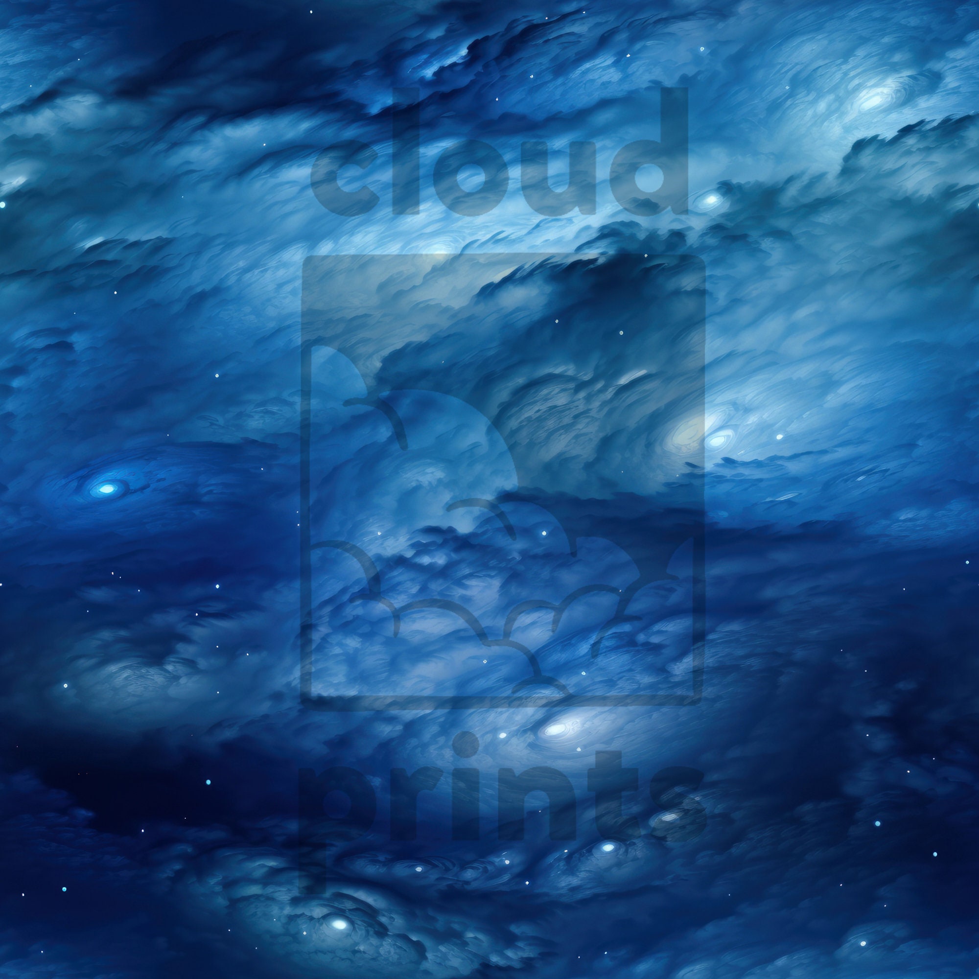 Neptune Clouds Digital Prints - Seamless Pattern, Blue Outer Space Theme, Commercial Use - Etsy