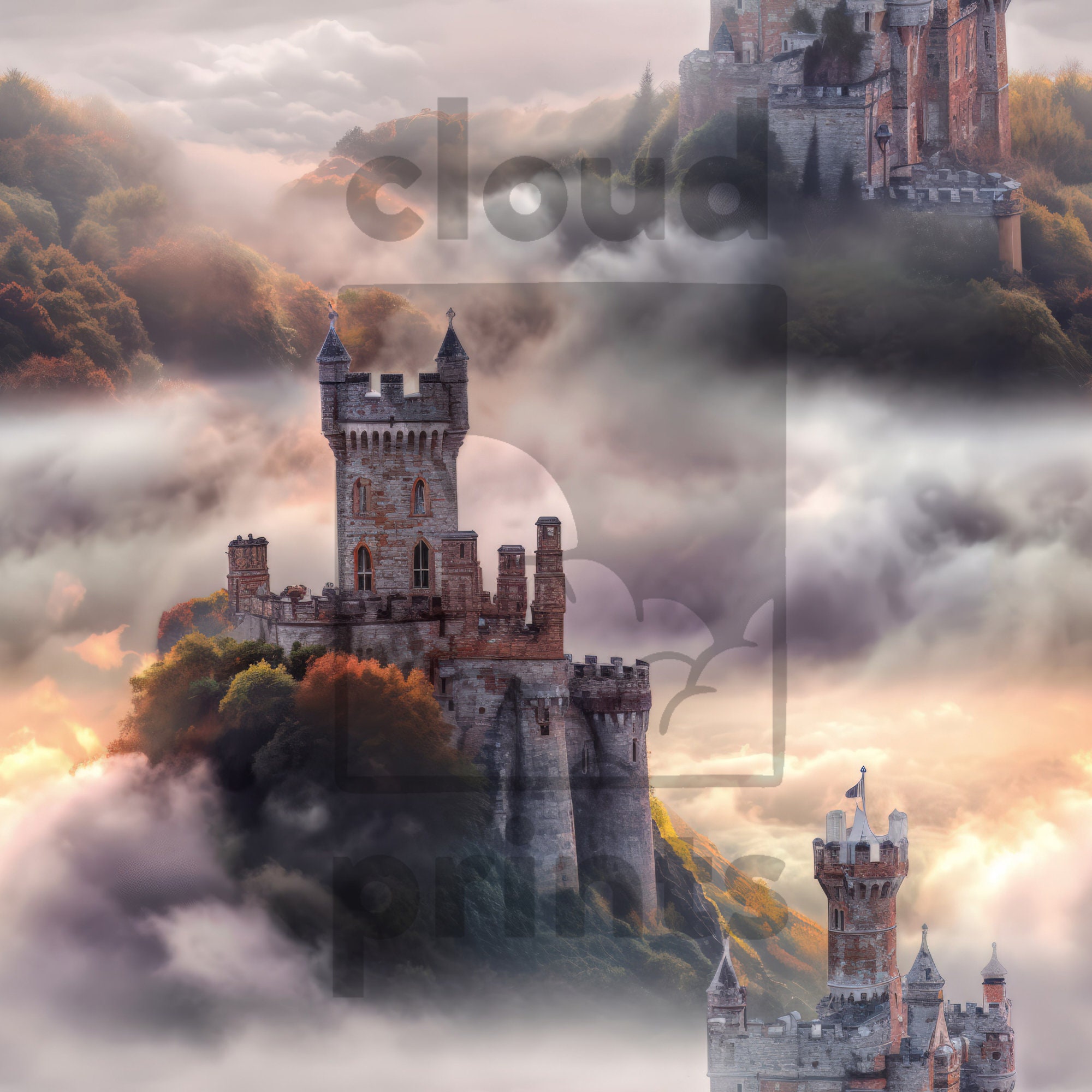 Castle Clouds Digital Paper - Seamless Files, Medieval Wallpaper ...
