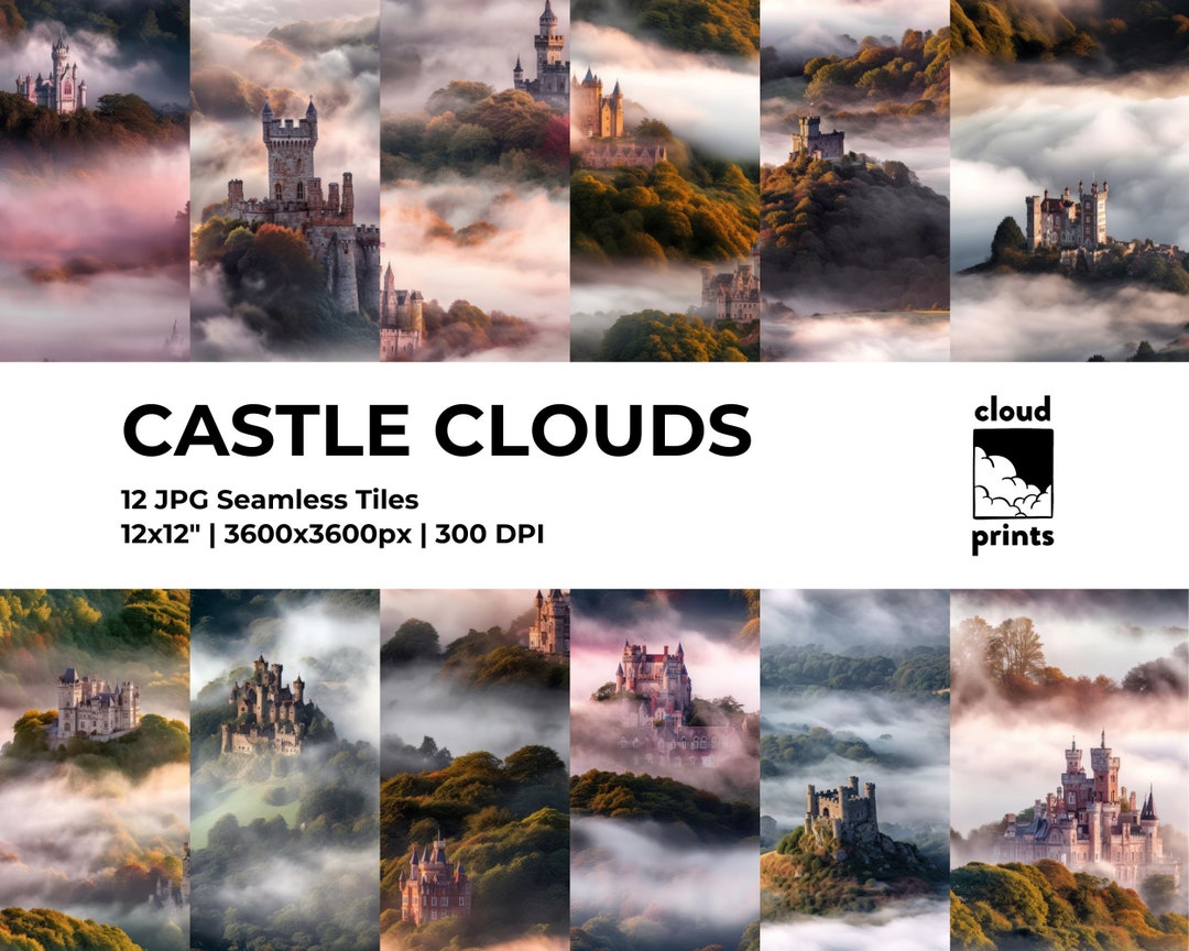 Castle Clouds Digital Paper - Seamless Files, Medieval Wallpaper ...