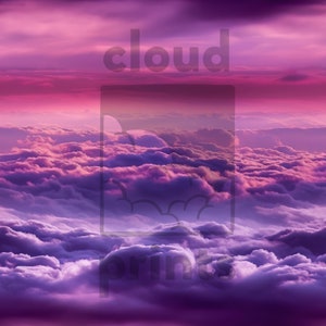 Purple Clouds Digital Paper - Dreamy Cloudscape Seamless Pattern for ...