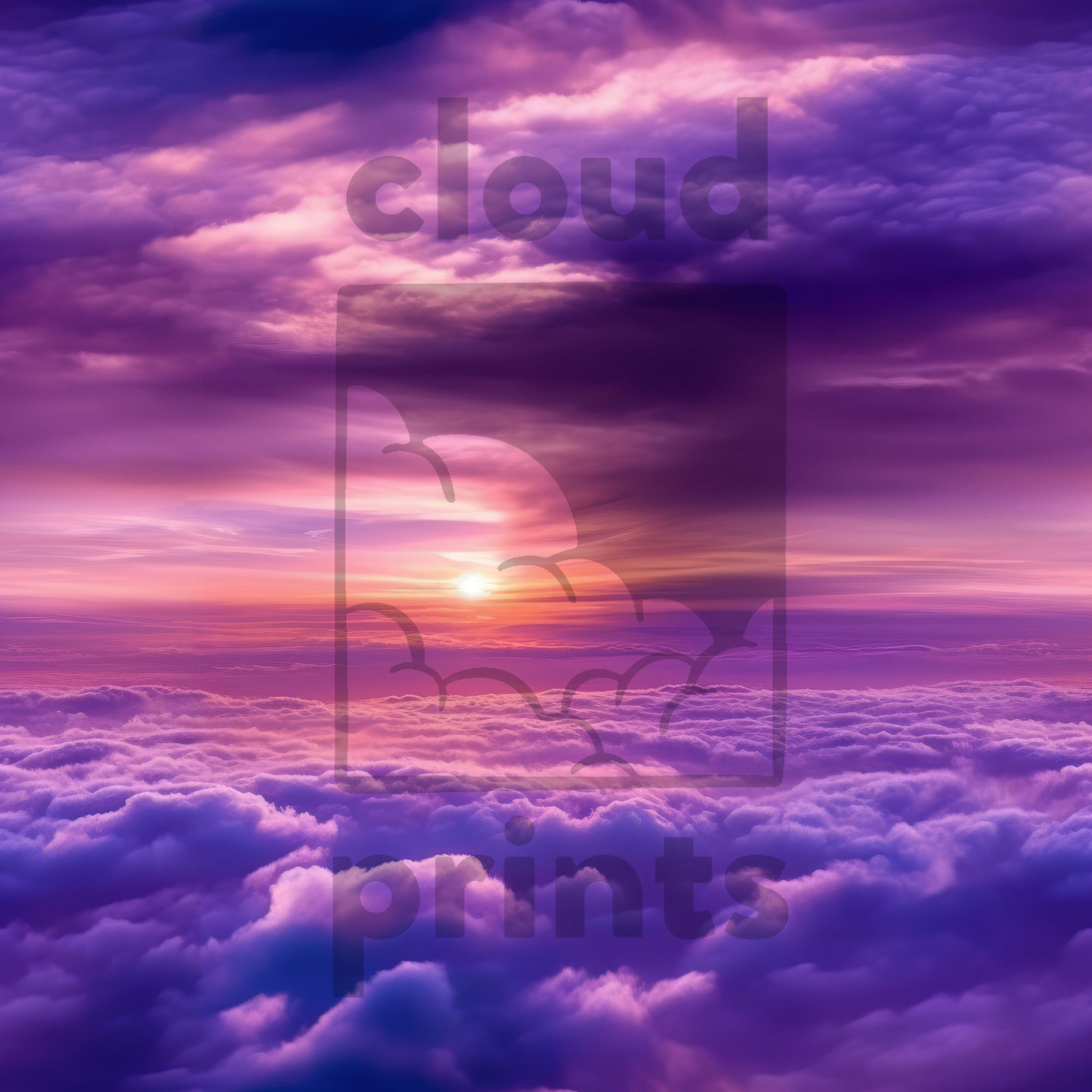 Purple Clouds Digital Paper Dreamy Cloudscape Seamless Pattern for Dorm ...
