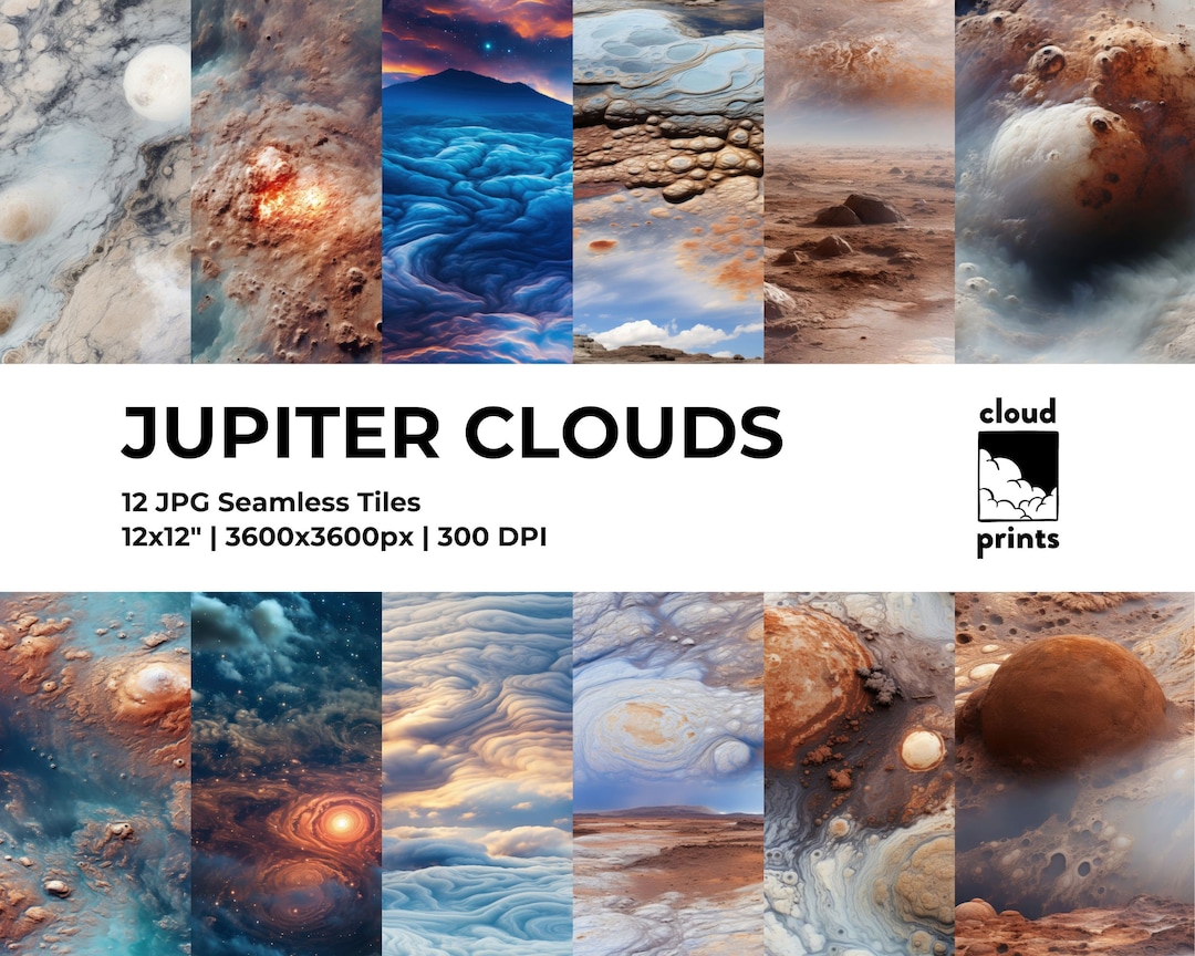 Jupiter Clouds Digital Paper Seamless Patterns, Instant Download, Dark ...