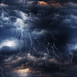Lightning Bolt Clouds Seamless Digital Paper Pack, Instant Download - Etsy