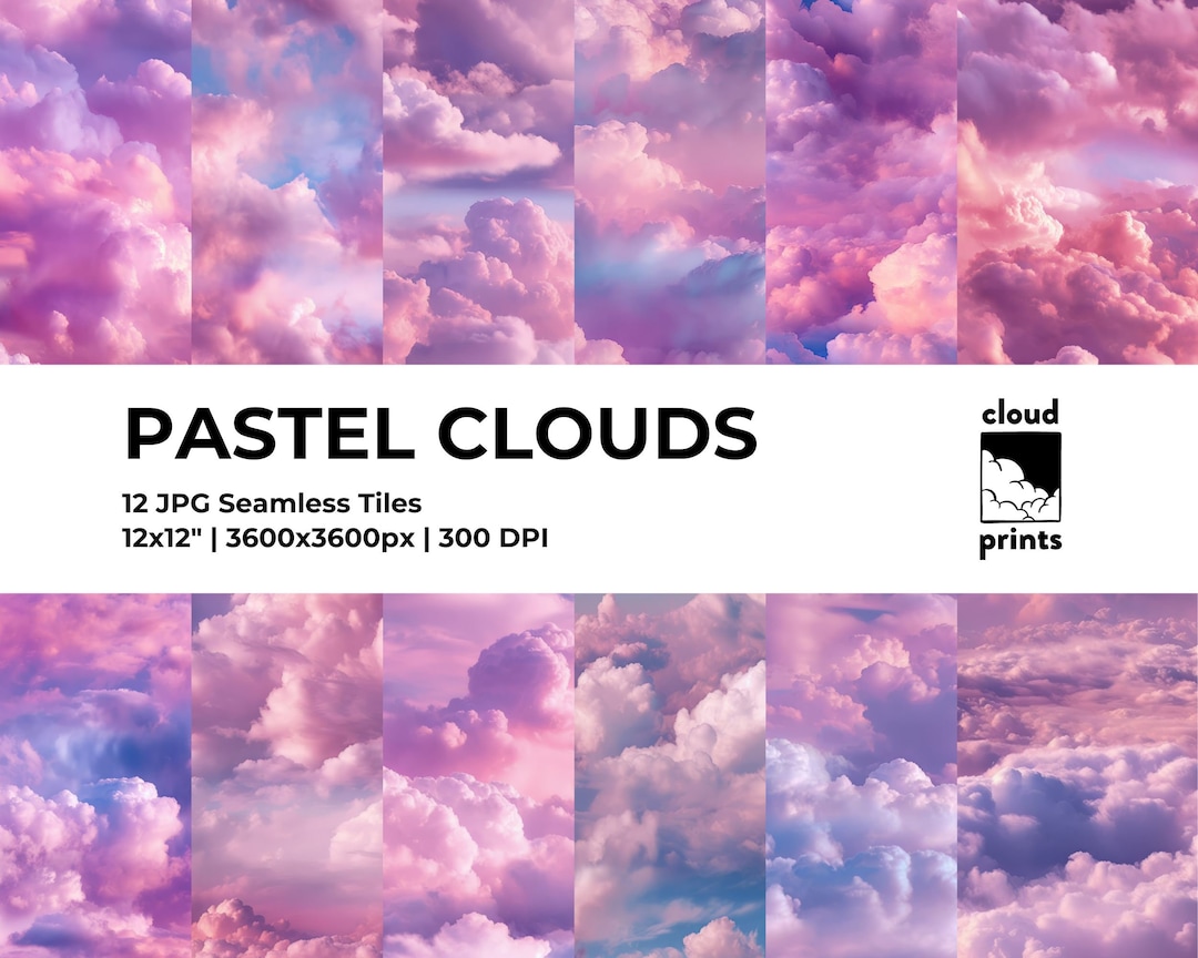 Pastel Clouds Digital Paper - Seamless Patterns, Muted Wallpaper ...