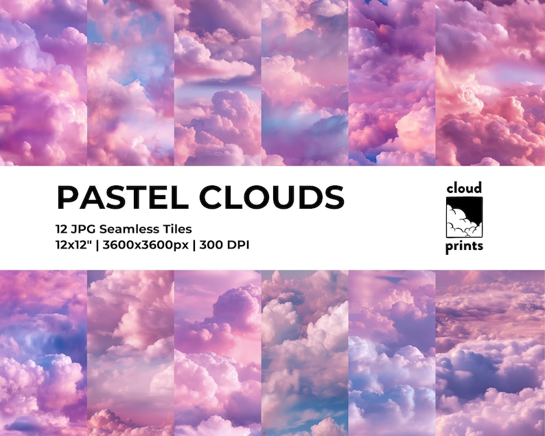 Pastel Clouds Digital Paper Seamless Patterns Muted - Etsy