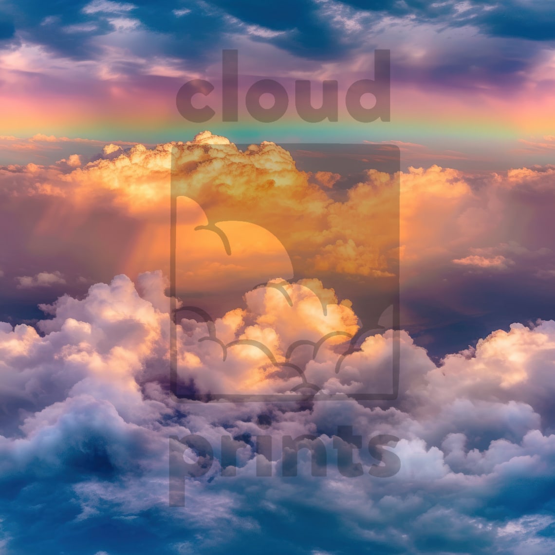 Rainbow Clouds Digital Paper Seamless Patterns Commercial - Etsy
